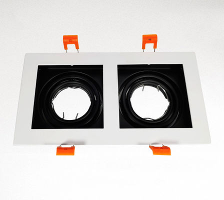 Double Head Rectangle Mr16 Downlight Housing Adjustable Angle Recessed