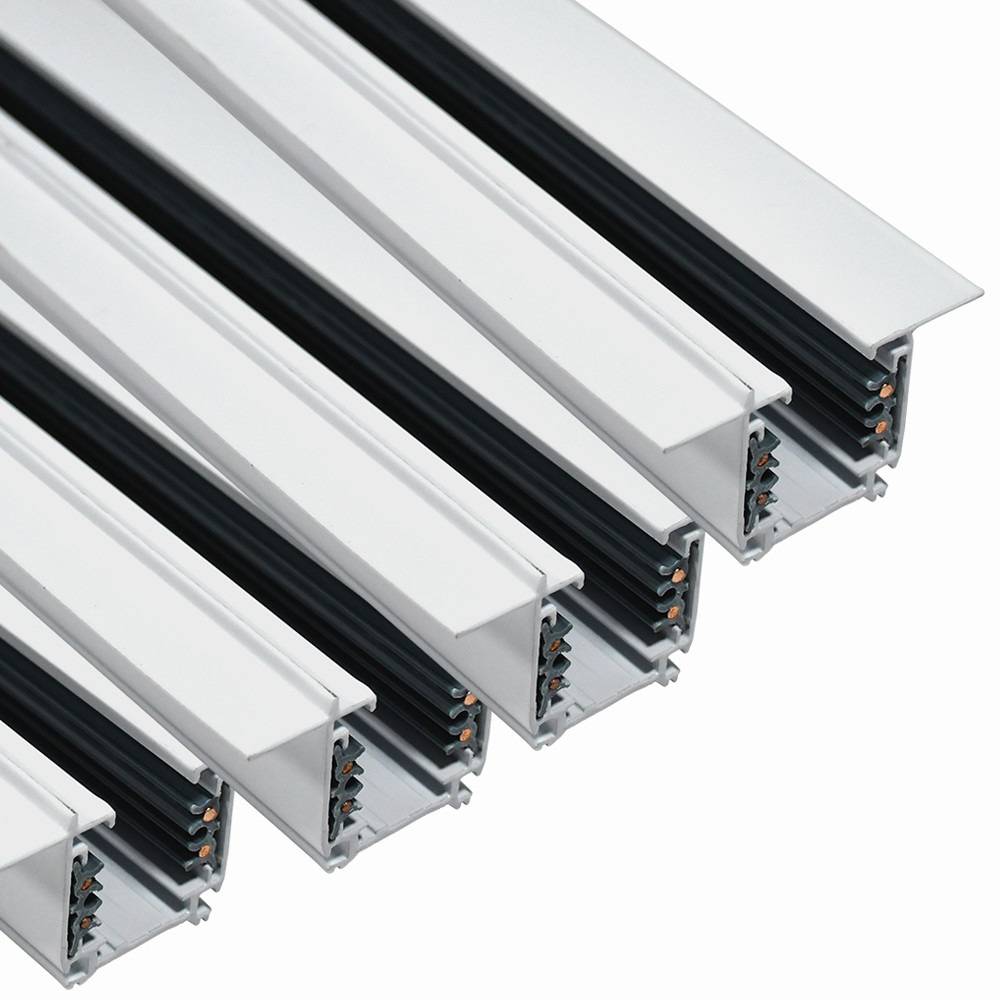 White Round Copper Concealed Track Rail 4 Wires 3 Circuits