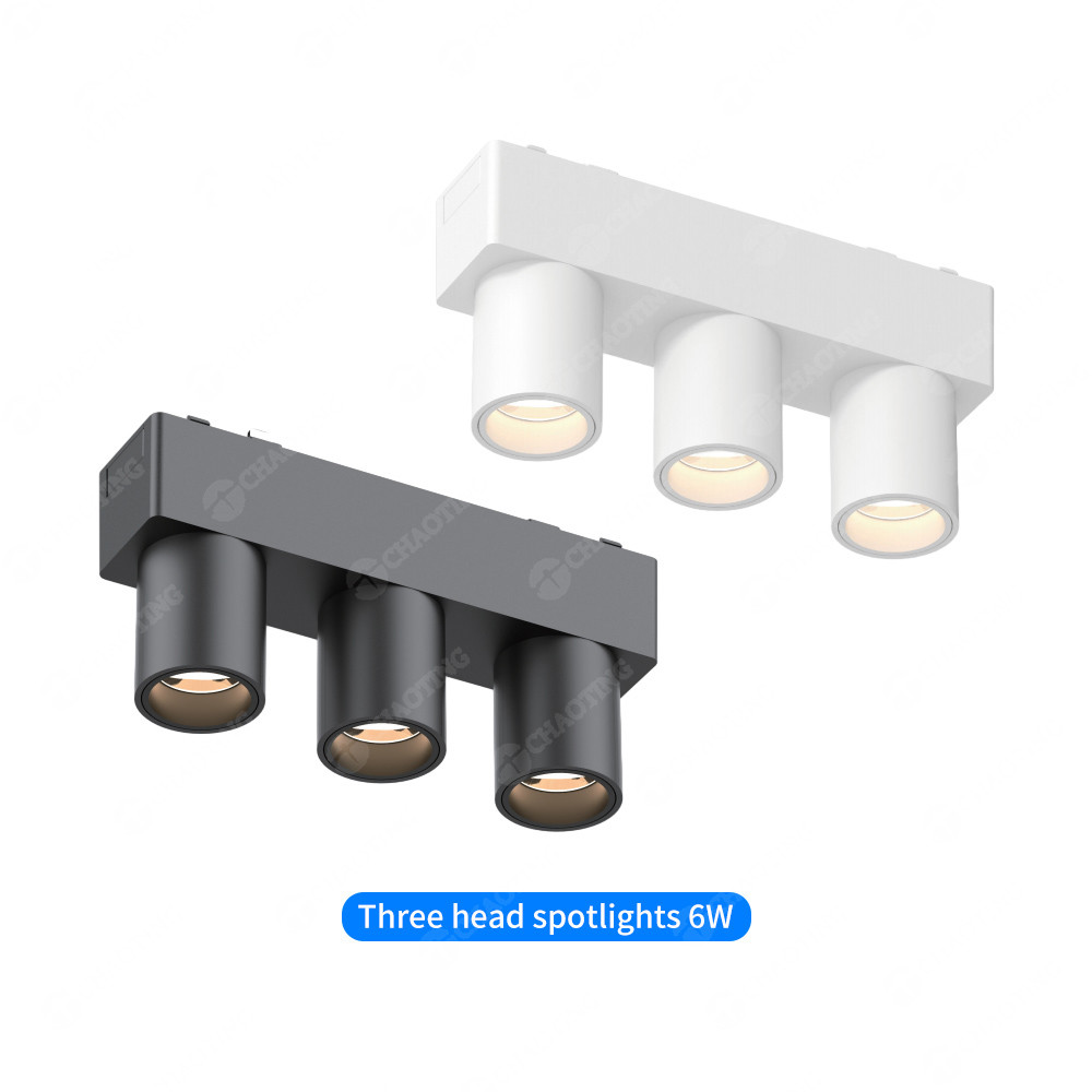 CRI90 Magnetic Three Head Track Light Ceiling Free Led Black White ...