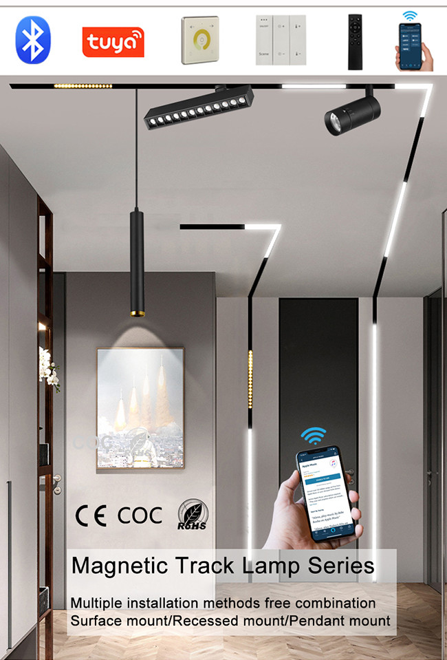 220v High Voltage LED Magnetic Track Light Embedded Aluminum 1m/1.5m/2m ...