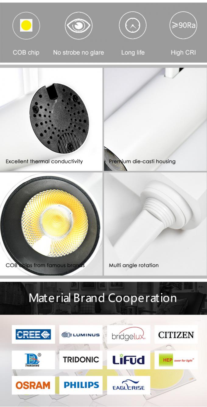 Cct 3000k \ 4000k Cob Track Light 30w 20w Clothing Store Window Black